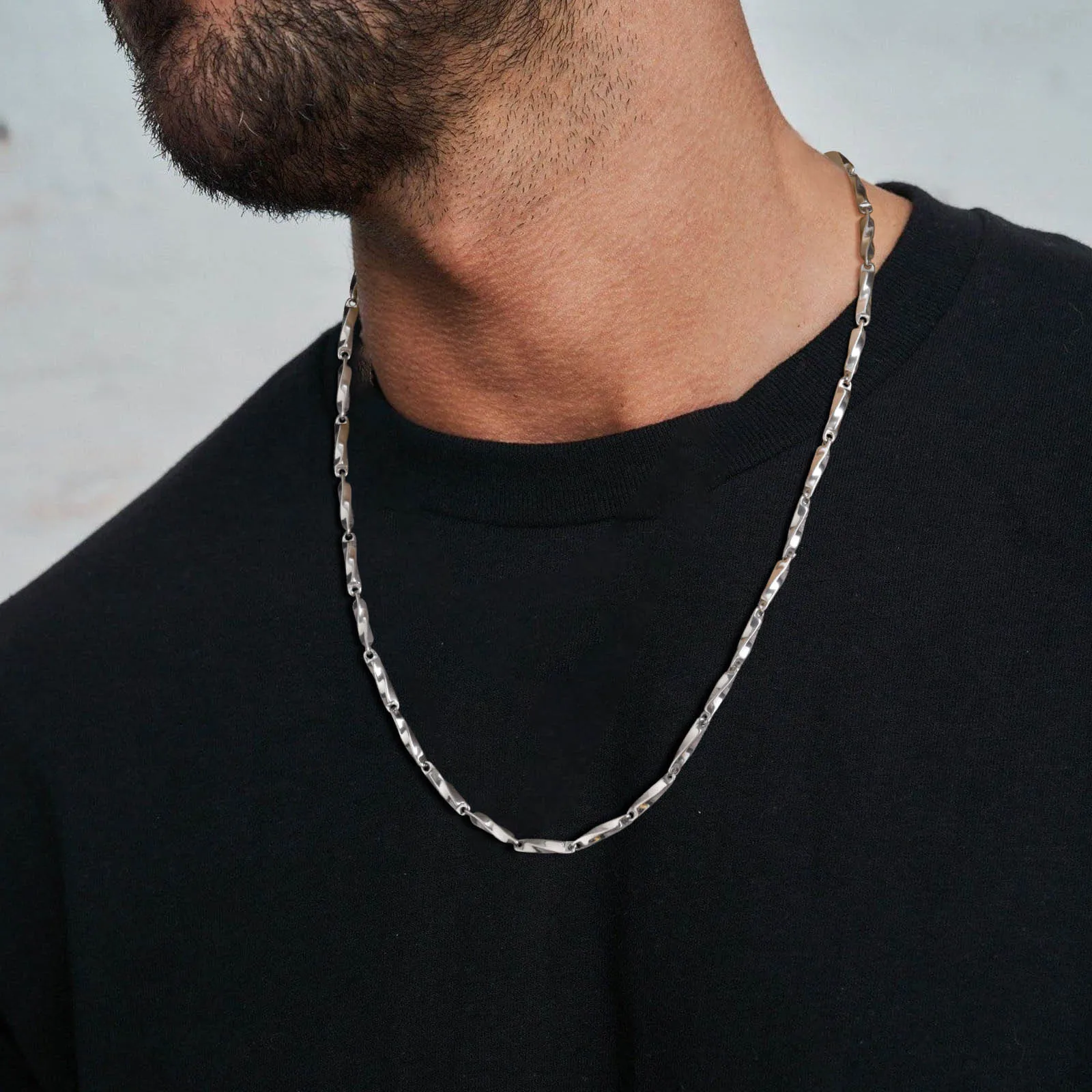 Mens-Mobius-Chain-Necklaces-Gifts-Jewelry-Silver-Color-4mm-Wide ...