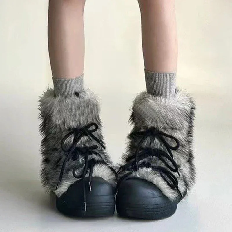 Botas de nieve con plataforma de lazo para Mujer, zapatos planos de ...