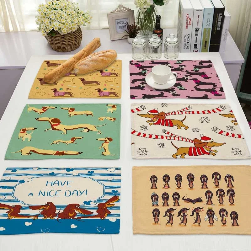 Cartoon-Animals-Cute-Dogs-Pattern-Table-Mat-Napkin-Placemat-Kitchen ...