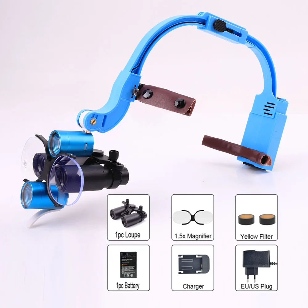 Dental Loupe Magnifier 5W LED Headlight Set 5 6 8x High Magnification ...