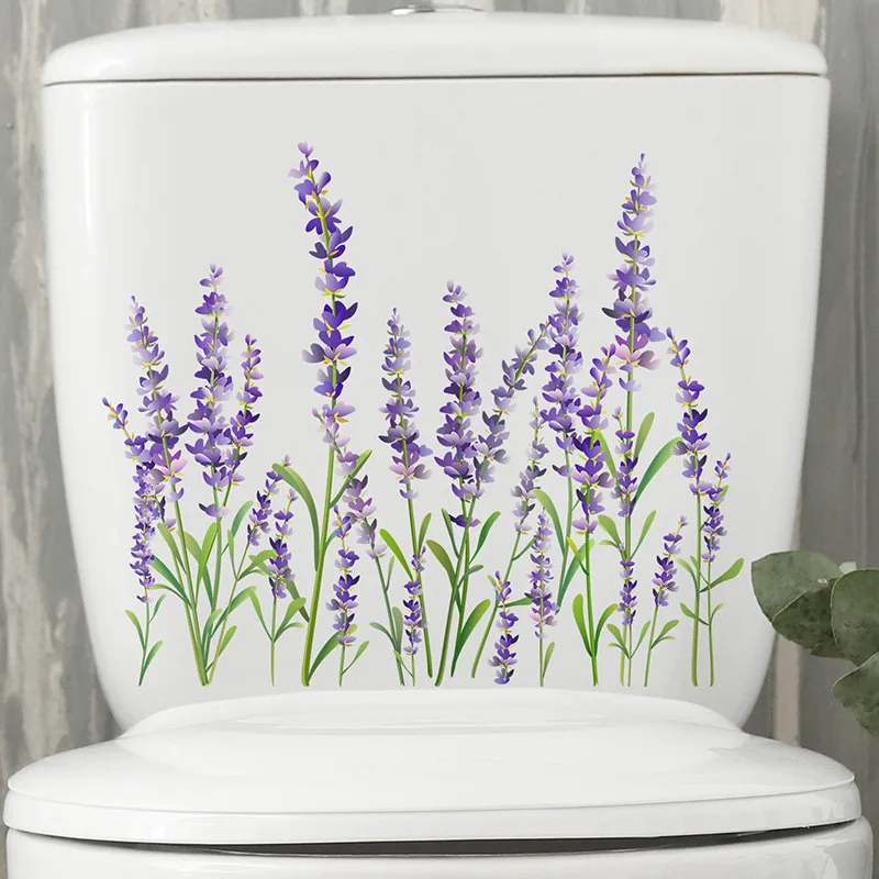 Lavender-Toilet-Stickers-Plants-Flower-Bathroom-Decals-Purple-Lavender ...