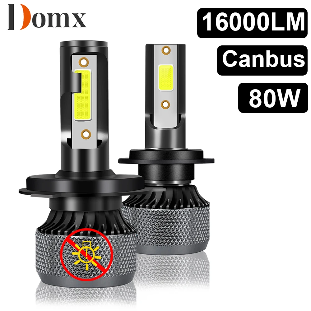 Domx Car Headlight H4 H7 LED Canbus H1 H8 H11 9005 HB3 9006 HB4 LED Bulb 80W 16000LM Auto ...