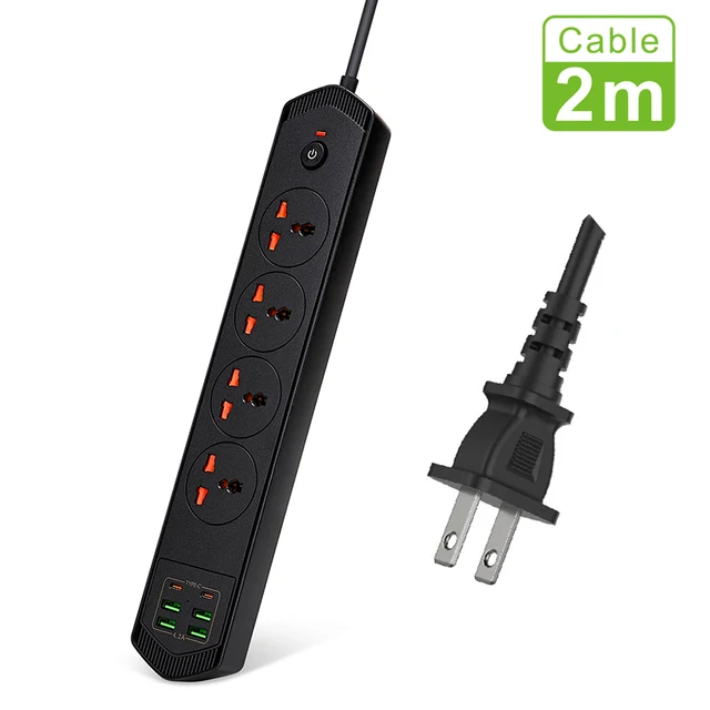 Overload Protection Universal 4AC Outlets, Multiple USB power socket ...