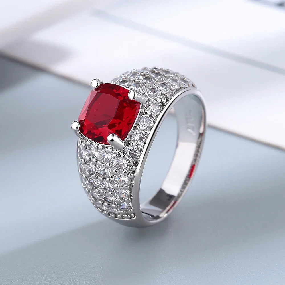 Luxury Emerald Sapphire Ruby Ring Shiny Cubic Zirconia Color Gemstone ...