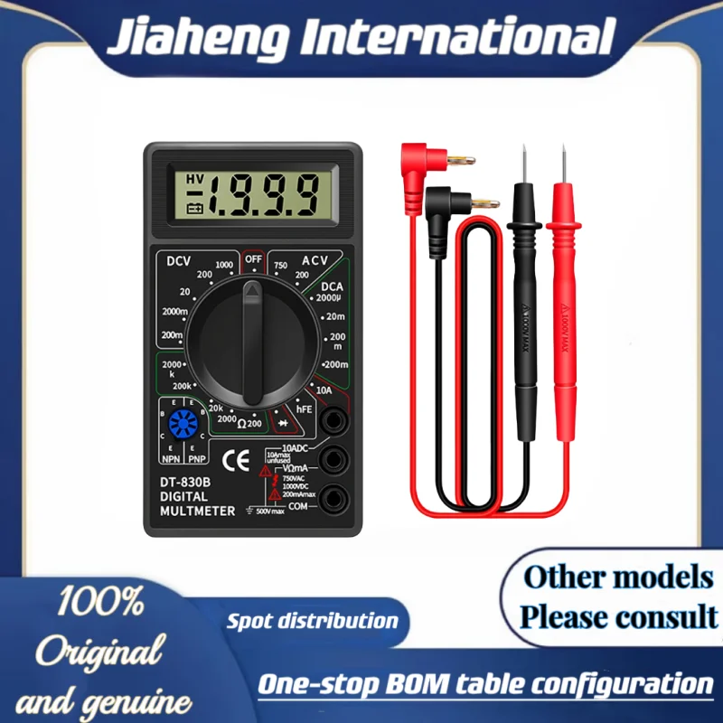 DT830B AC/DC LCD Digital Multimeter 750/1000V Voltmeter Ammeter Ohm ...
