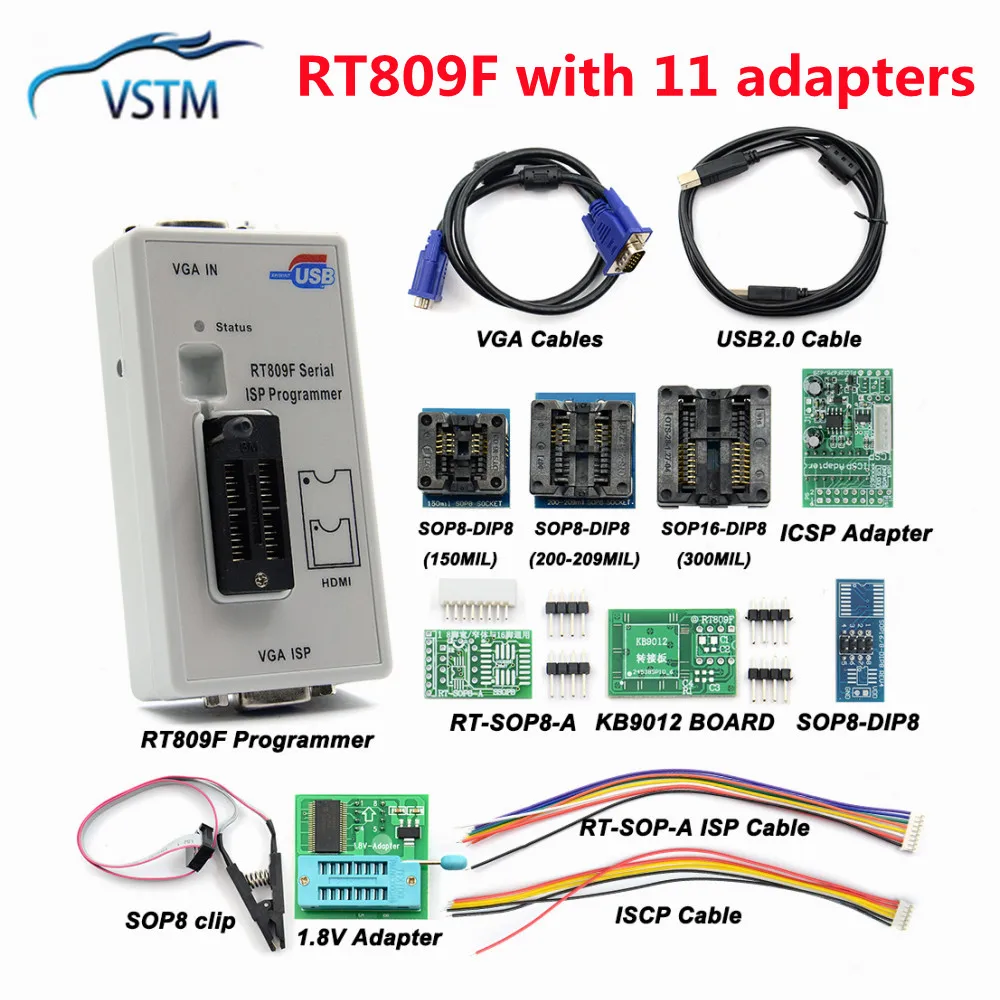 최신 RT809F ISP 프로그래머/RT809 lcd usb 프로그래머 수리 도구 24 25 93 serise IC 11 어댑터 ...