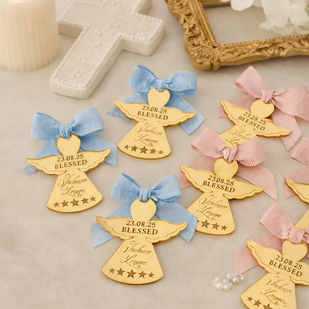 30/50pcs Personalized Angel Plexiglass Baptism Favor Baby Shower Gift ...