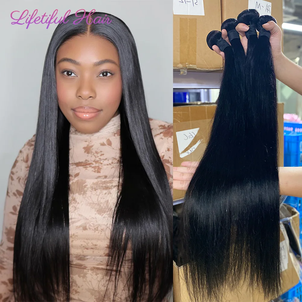 10A-26-28-30-Inches-Straight-Human-Hair-Bundles-Brazilian-Raw-Hair ...