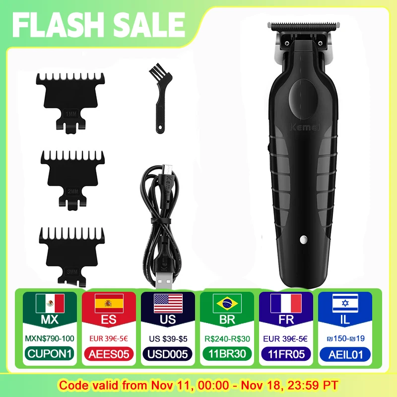 Kemei-2299-Barber-Cordless-Hair-Trimmer-0mm-Zero-Gapped-Carving-Clipper ...