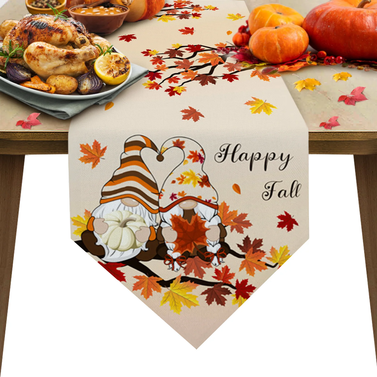 Thanksgiving-Pumpkin-Maple-Leaf-Dwarf-Table-Runner-Wedding-Party-Dining ...
