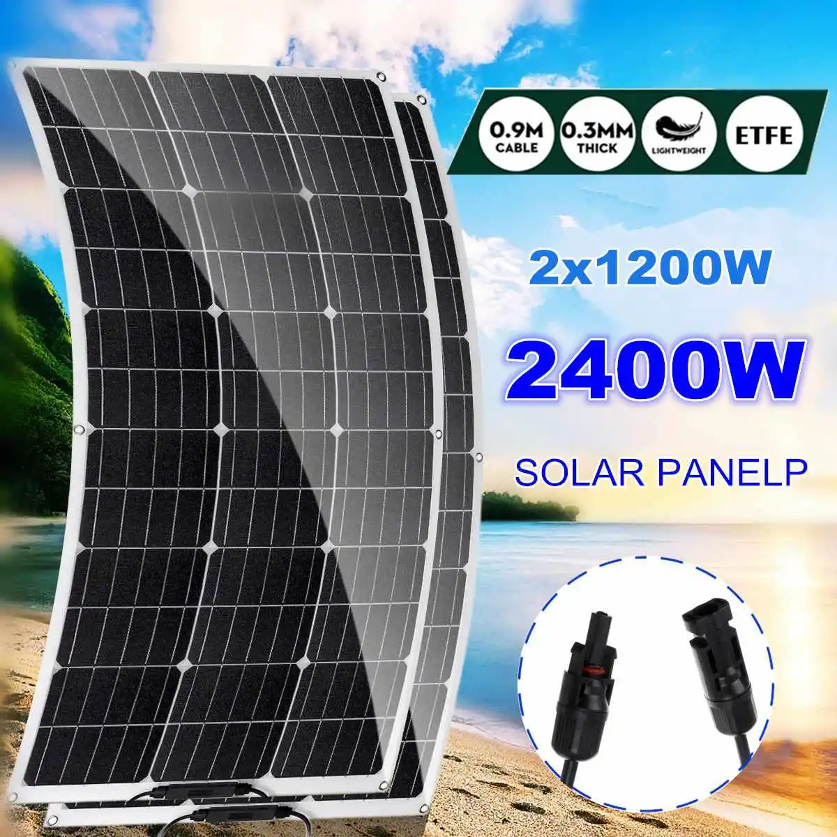 2400W-1200W-Solar-Panel-Flexible-Solar-Cell-18V-ETFE-DIY-Cable ...