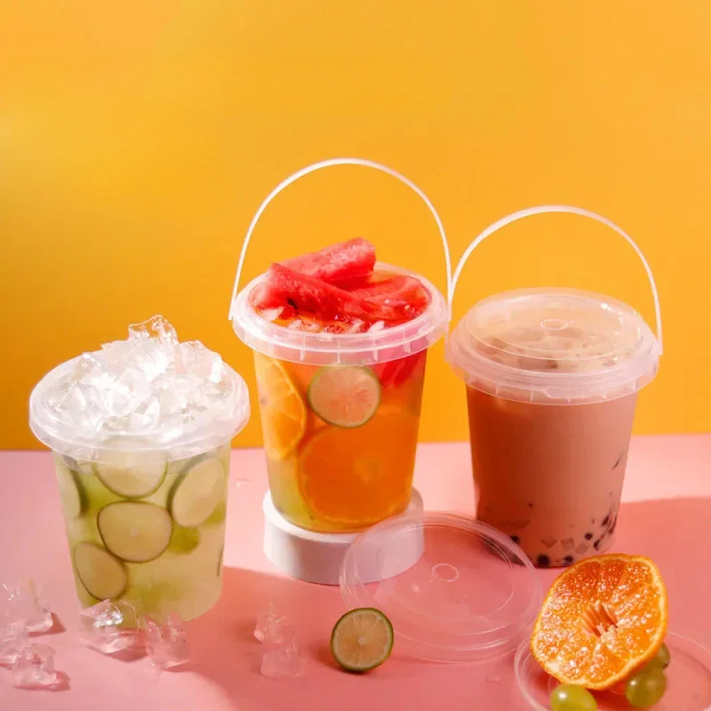 20pcs 1000ml Fruit Tea Bucket Fruit Dessert Cold Drink Packaging ...