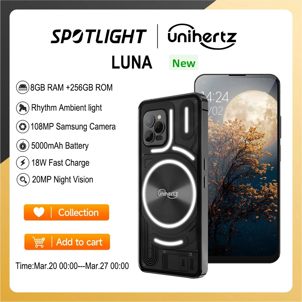 World Premiere Unihertz Luna Smartphone Rhythm Ambient Light 8GB 256GB ...