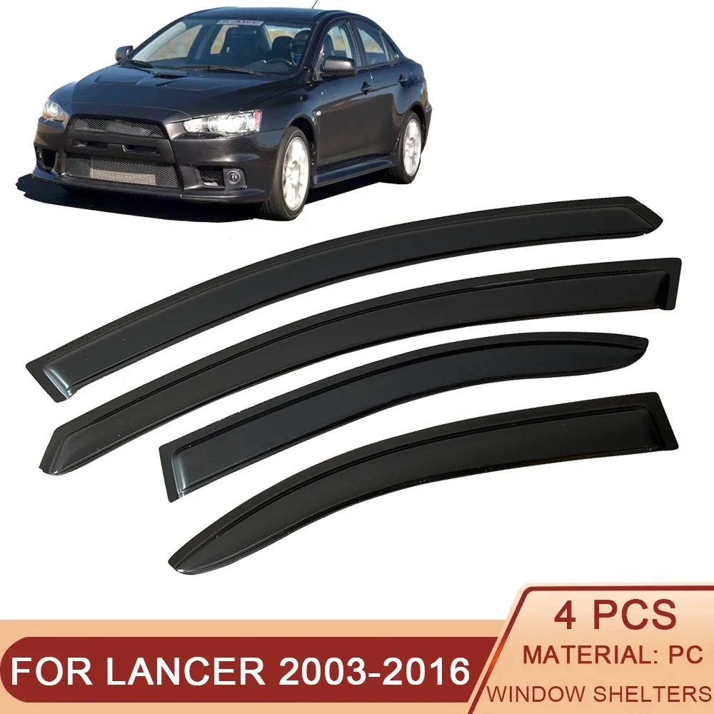 For-Mitsubishi-Lancer-2003-2016-Auto-Black-Tinted-Car-Side-Window-Visor ...