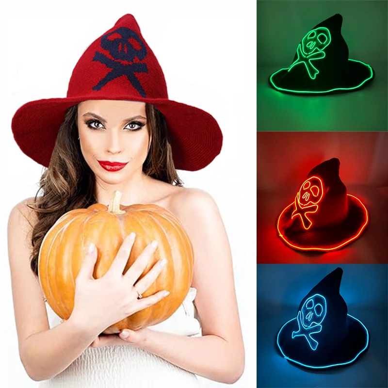 Modern-EL-wire-luminous-Witch-Hat-Halloween-Woman-Witch-Hat-LED-light ...