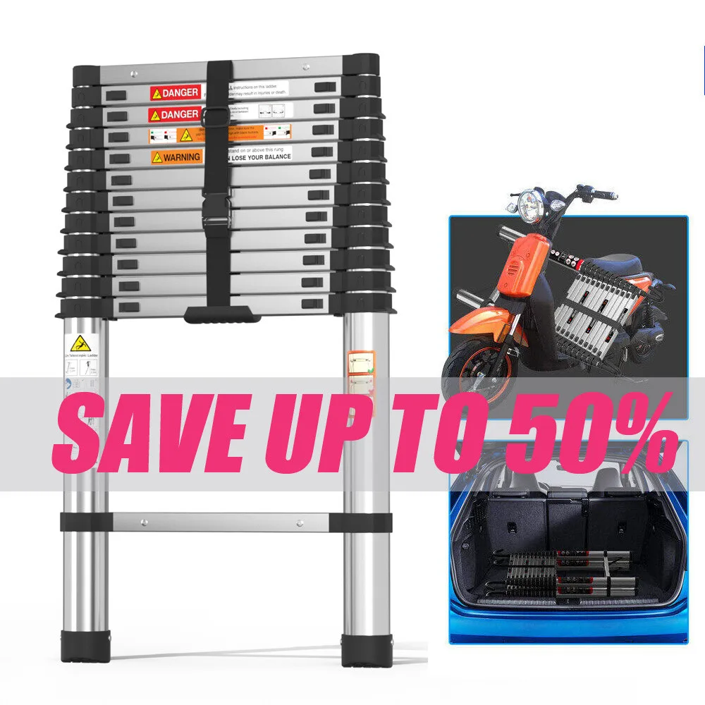 Telescopic Ladder 8.5ft-16.4ft Extension Ladder Stainless Steel ...