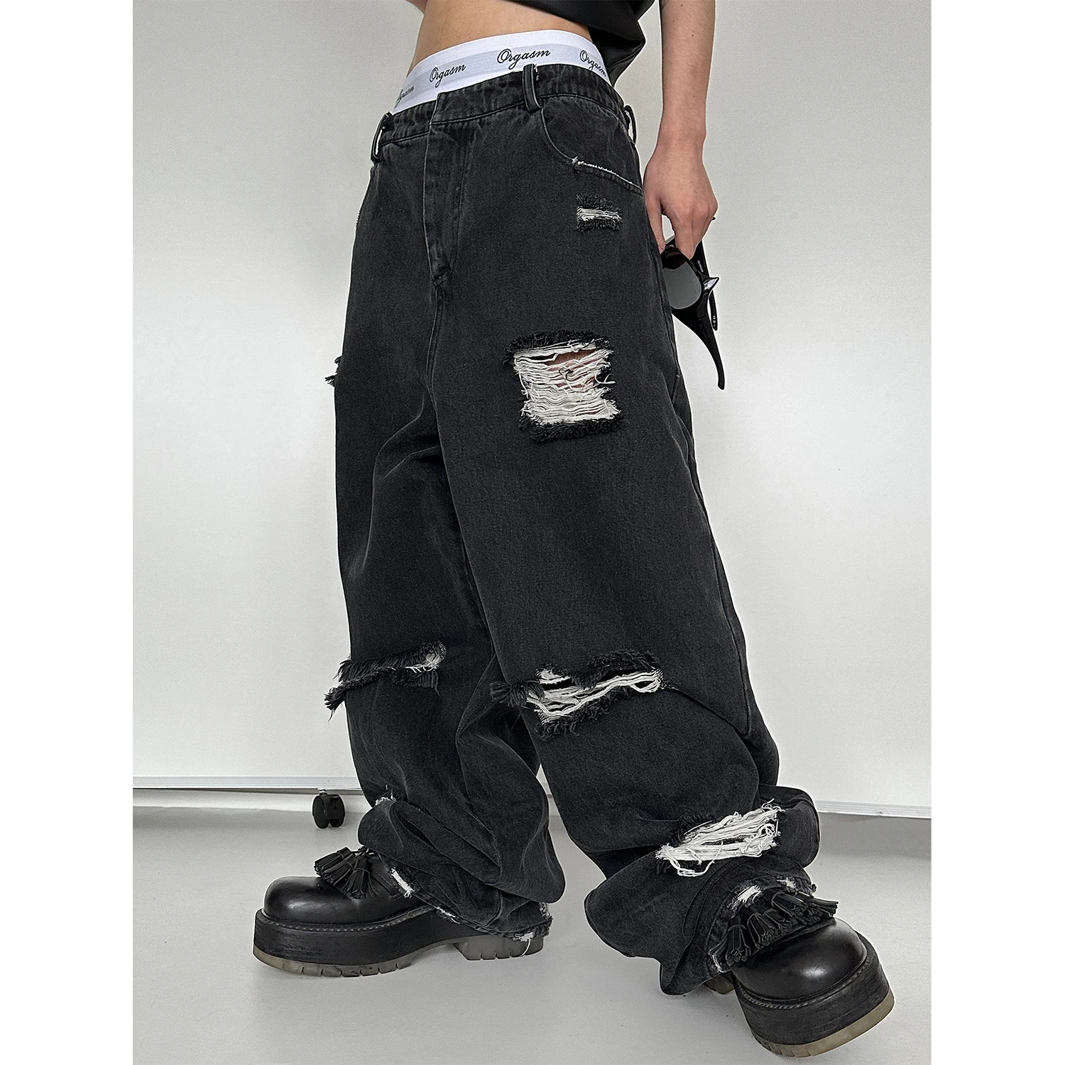 Black-Destroyed-Loose-Baggy-High-Street-Washed-Heavy-Industry-Ripped ...