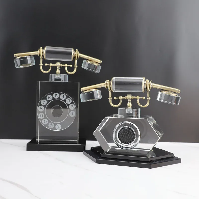 Vintage Transparent Crystal Phone Model, Indoor and Living Room Desktop ...