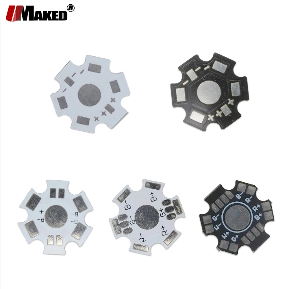 LED Star PCB 알루미늄 플레이트 히트싱크 베이스, 20mm 2 4 6 8 핀 RGB RGBW DIY 손전등 스포트라이트 ...