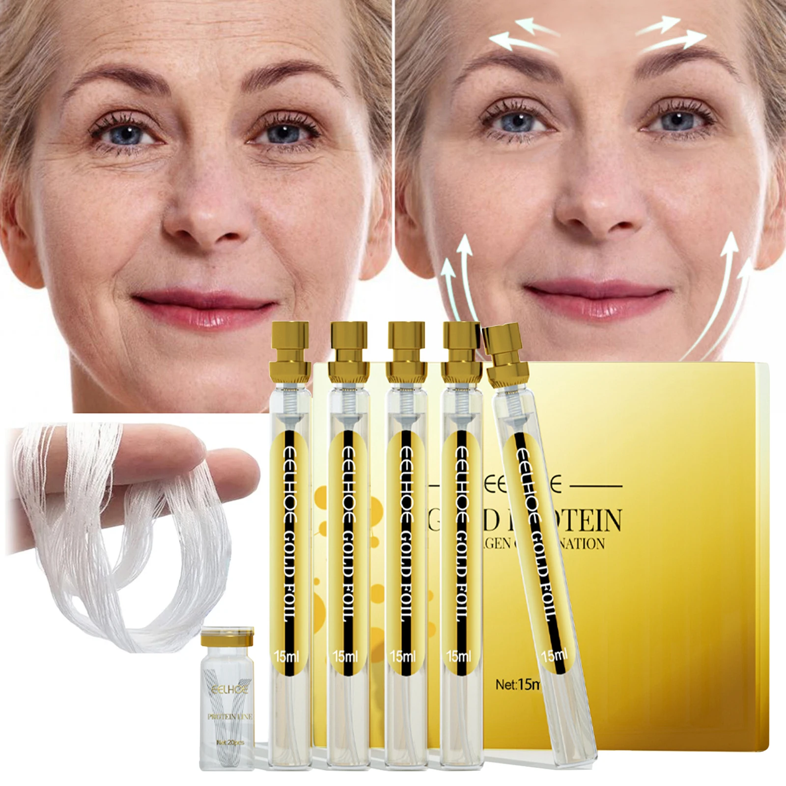 Instant Lift Collagen Protein Thread Set Golden Remove Wrinkle Face ...
