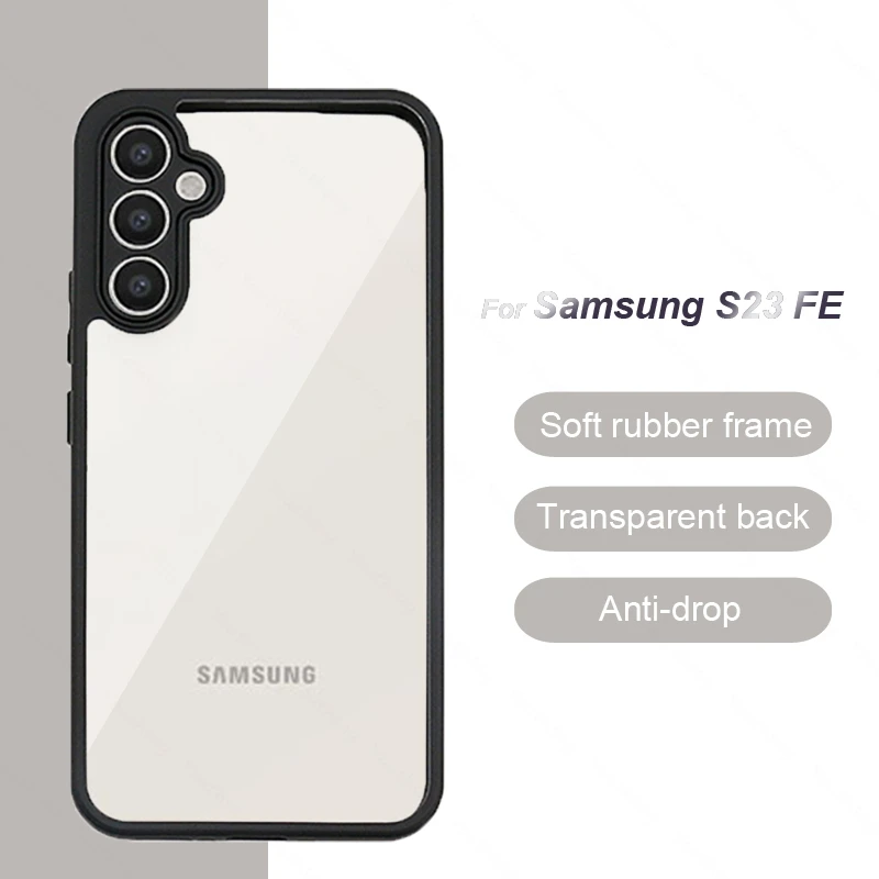 For-Samsung-Galaxy-S23-FE-Case-Luxury-Silicone-Tranperant-TPU-Cover ...