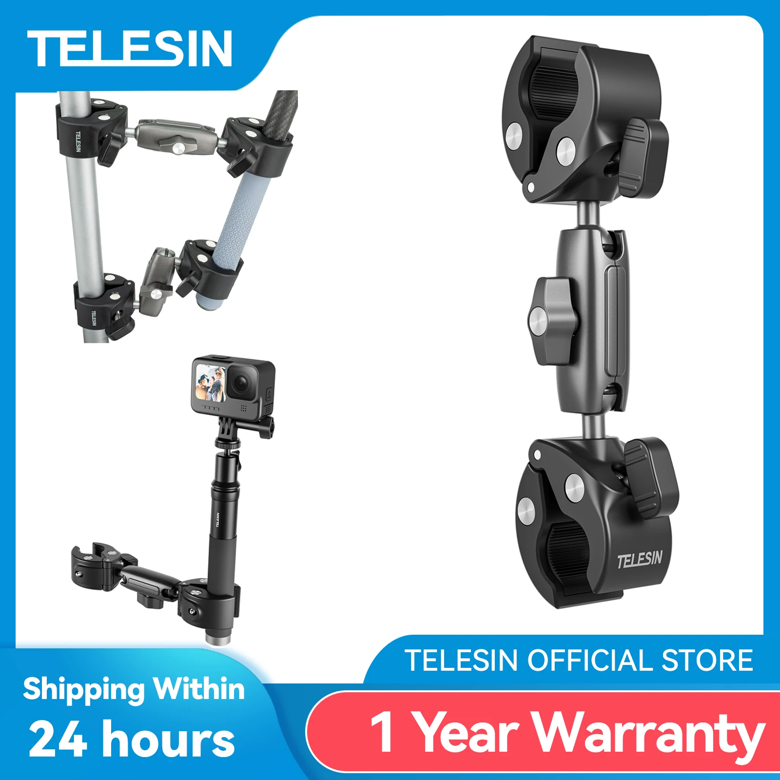 TELESIN-Motorcycle-Bike-Monopod-Bicycle-Handlebar-Panoramic-Mount ...