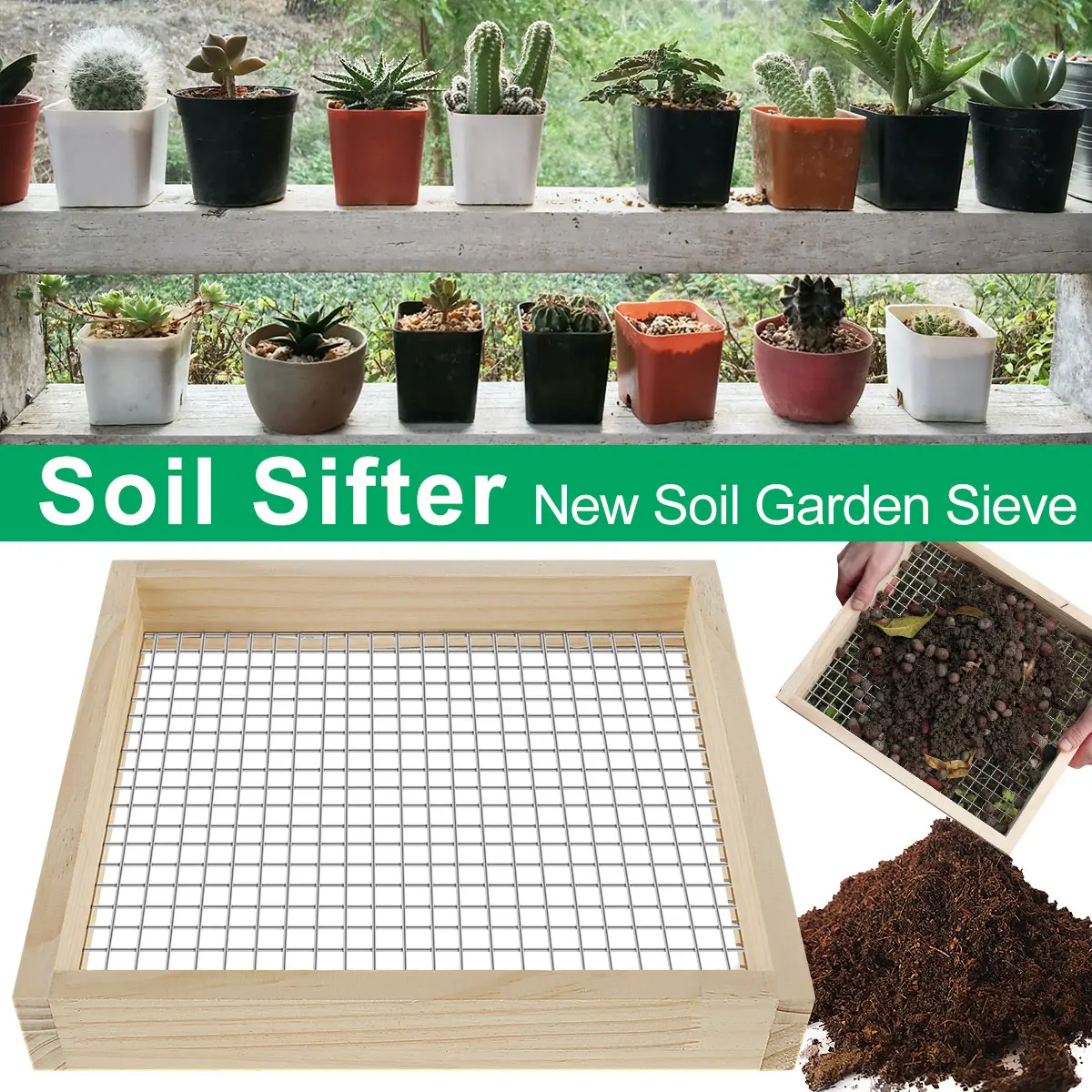 Handheld Garden Soil Sieve Manual Gravel Sieve Compost Soil Sieve for ...
