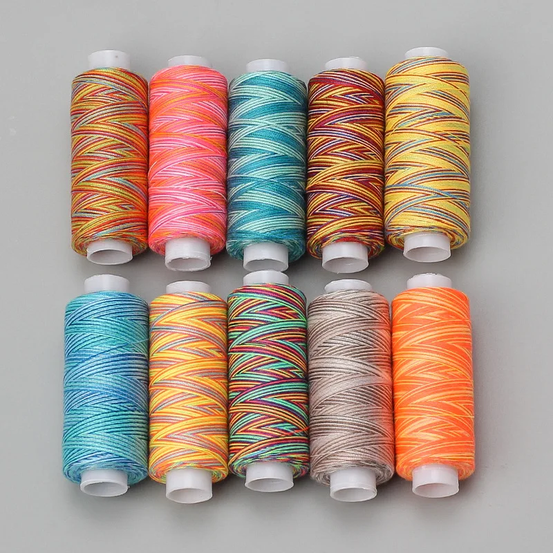 300Yards-Section-Dyed-Rainbow-Thread-40S-2-Polyester-Thread-For ...