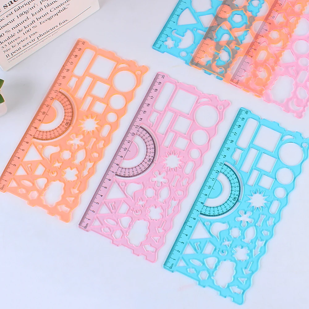 2Pcs-Set-Children-Versatile-Drawing-Practice-Geometric-Template-Ruler ...