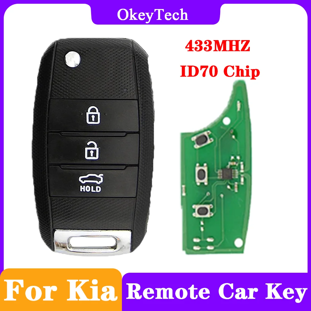 OkeyTech Flip Car Remote Key for Kia K3 Forte 2013 2014 2015 3 Buttons ...