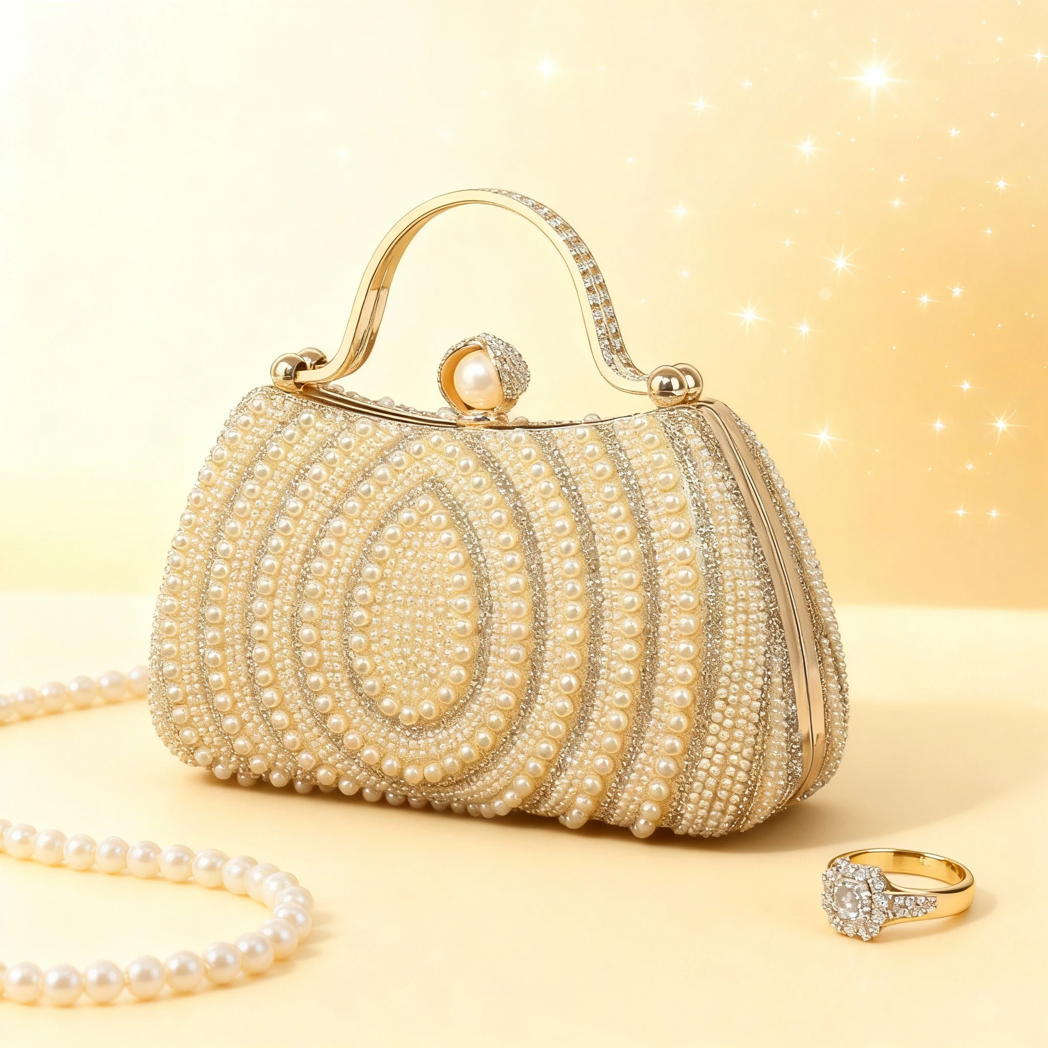 Nouveau sac de soirée en perles serti de diamants, polyvalent pour les ...