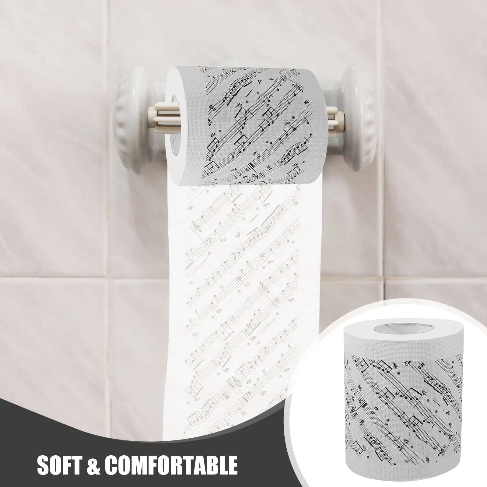 Music Notes Toilet Paper Tissue Rolls Bathroom Decor Musical Pattern ...