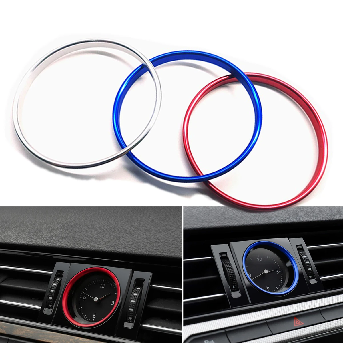 Alloy-Car-Dashboard-Console-Clock-Watch-Decoration-Cover-Ring-Sticker ...