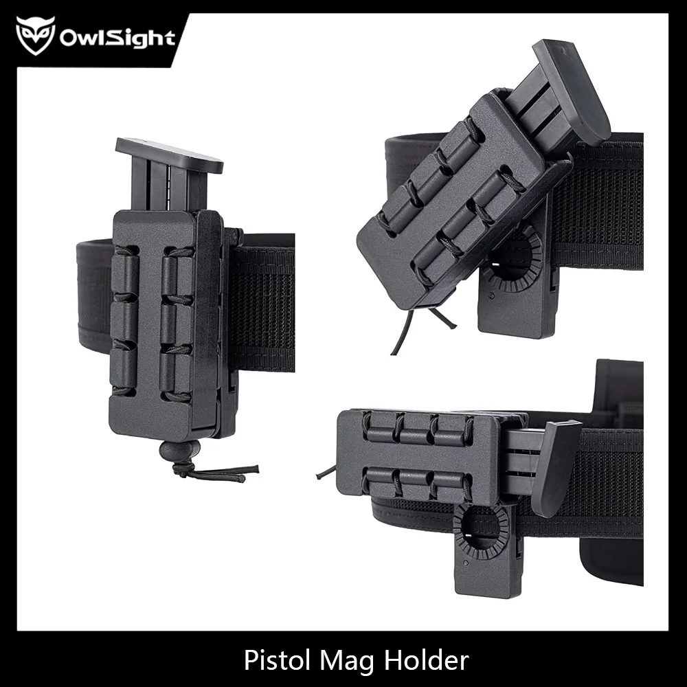 Pistol Mag Holder Belt MOLLE Rotatable Adjustable Clip 9mm Magazine Pistol Mag Holder Belt MOLLE Rotatable Adjustable Clip 9mm Magazine
