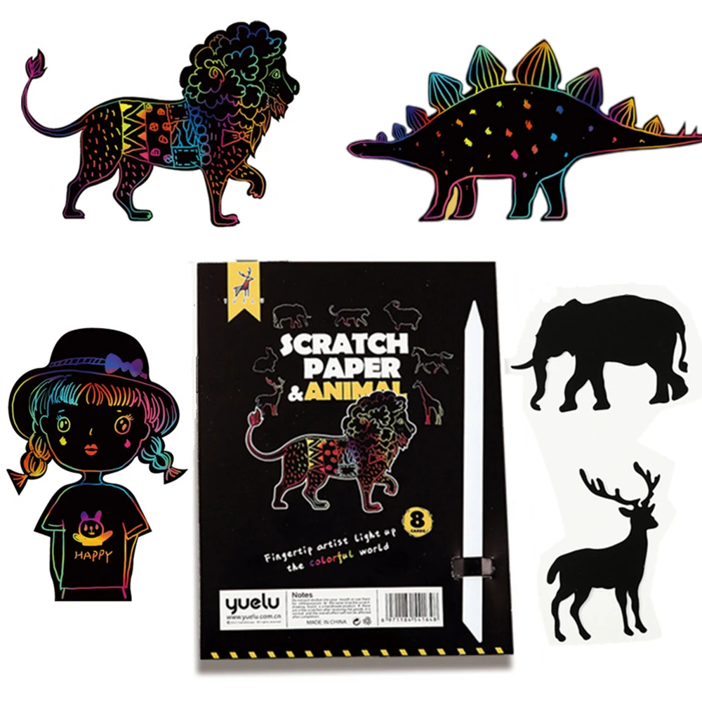 8Pcs Magic Scratch Drawing Paper DIY Scratch Art Bookmark Kids Drawing ...