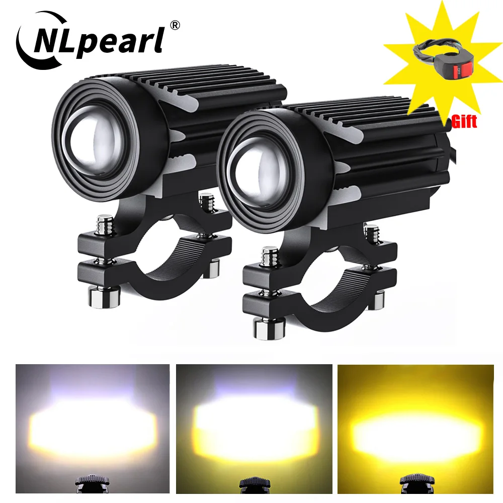 NLpearl-Motorcycle-Headlight-LED-Fog-Light-Motor-Lights-Mount-Bracket ...