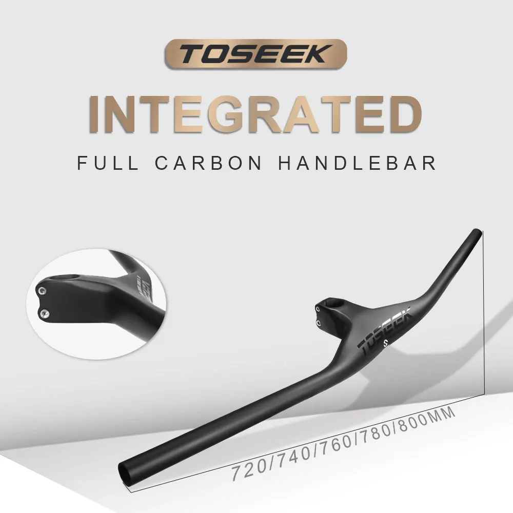 TOSEEK New MTB Handlebars and Stem 28.6mm Carbon Integrated Handlebar For Mountain Bike 720 ...