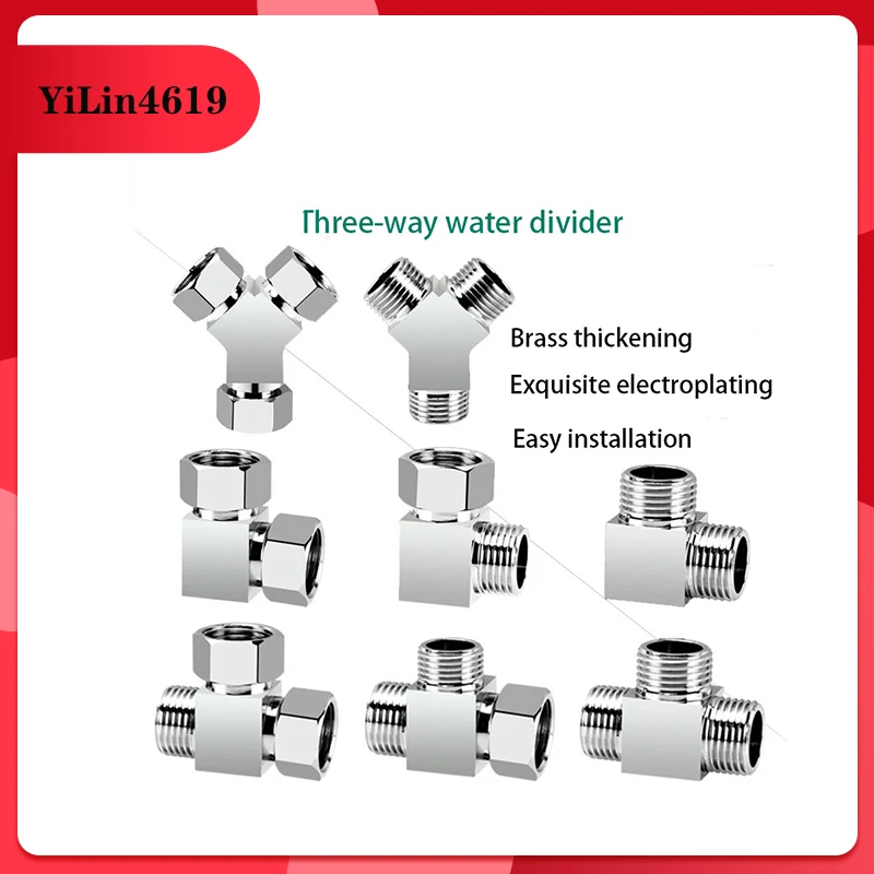All-copper three-way water divider lively connects with 1/2 IN faucet ...