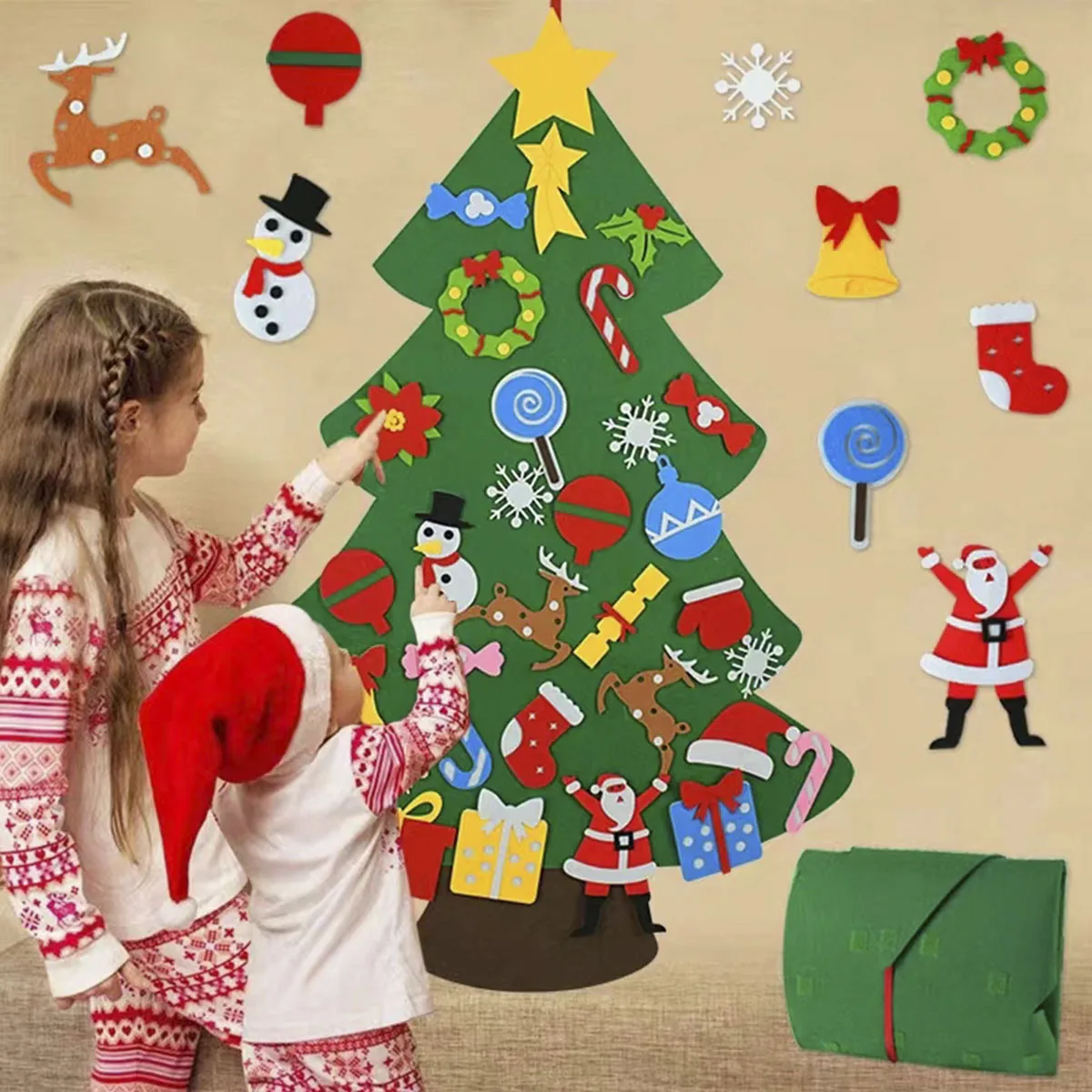 DIY-Felt-Christmas-Tree-com-Luz-Xmas-Tree-Decora-es-para-Casa-Papai ...