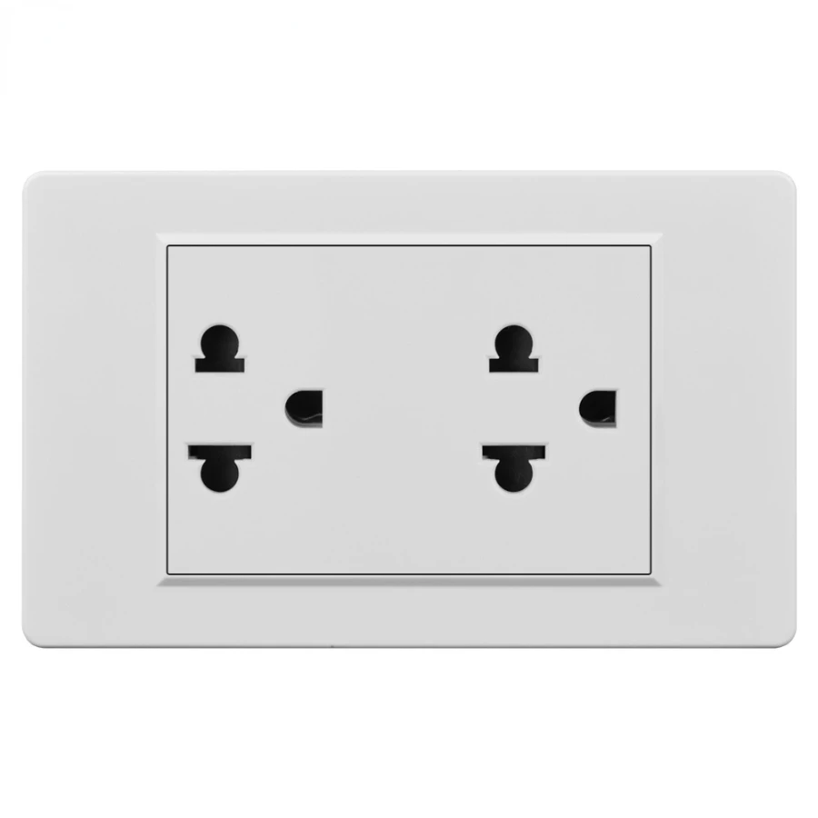 118mm White American Southeast Asia double 3-pole Multi-function socket ...