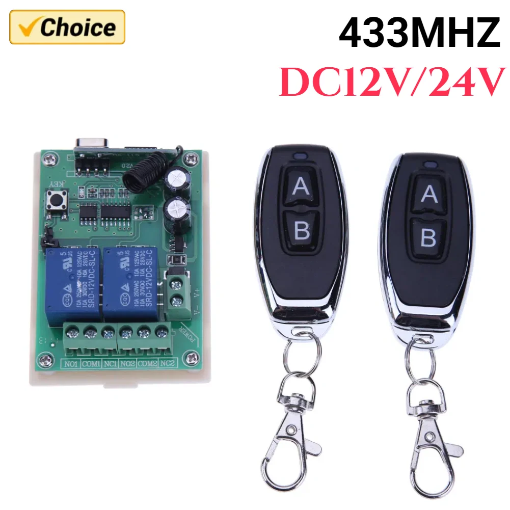 12V-24V-433Mhz-2-Channel-Relay-Wireless-Remote-Control-Switch-2pcs-Two ...