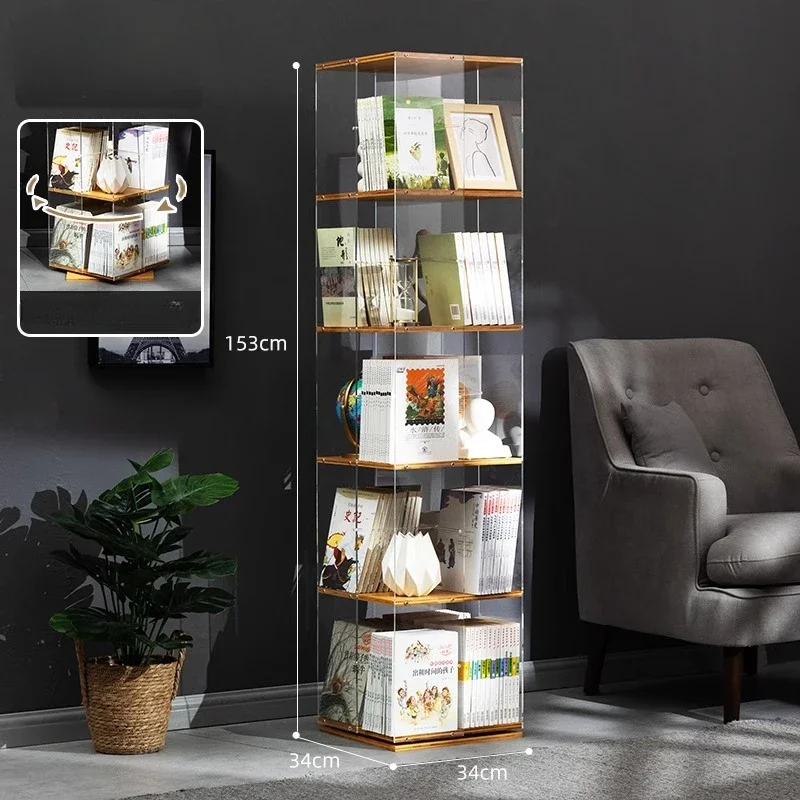 Multi-Layer-Rotating-Bookshelf-Book-Cabinet-Storage-Shelf-Floor-Home ...