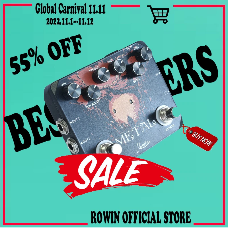 Rowin Ltl-03 Metal Guitar Effect Pedal With 80s & 90s Metal Sounds Ture ...