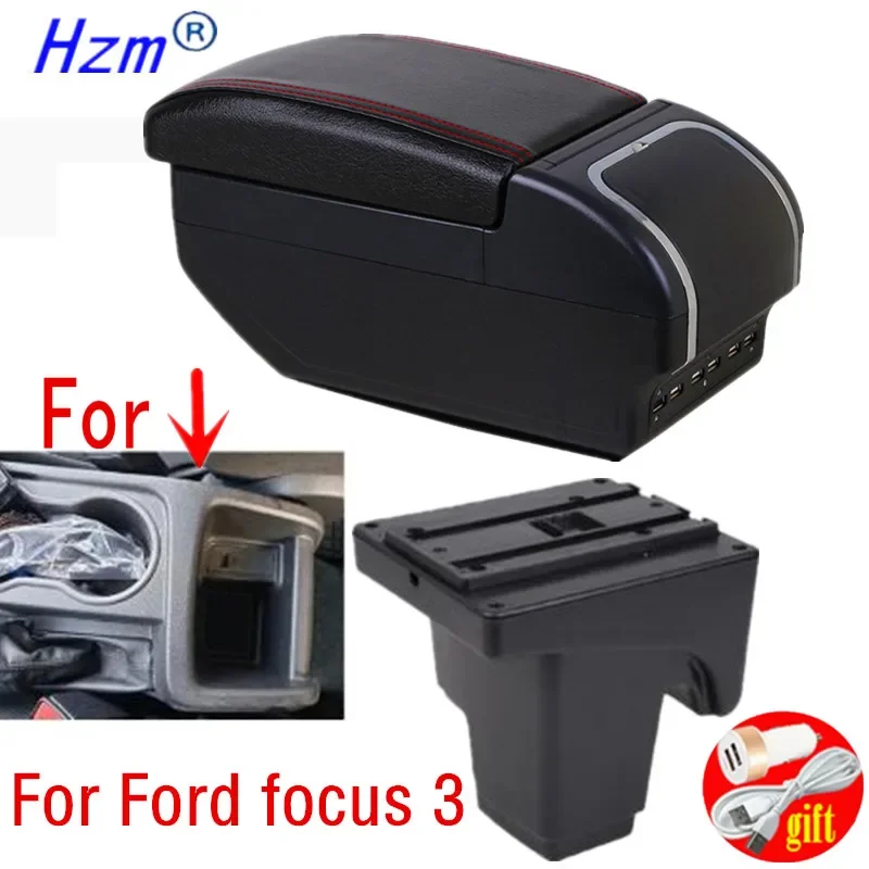 Armrest-box-For-Ford-focus-3-MK3-Dual-Layer-Central-Store-Content-box ...