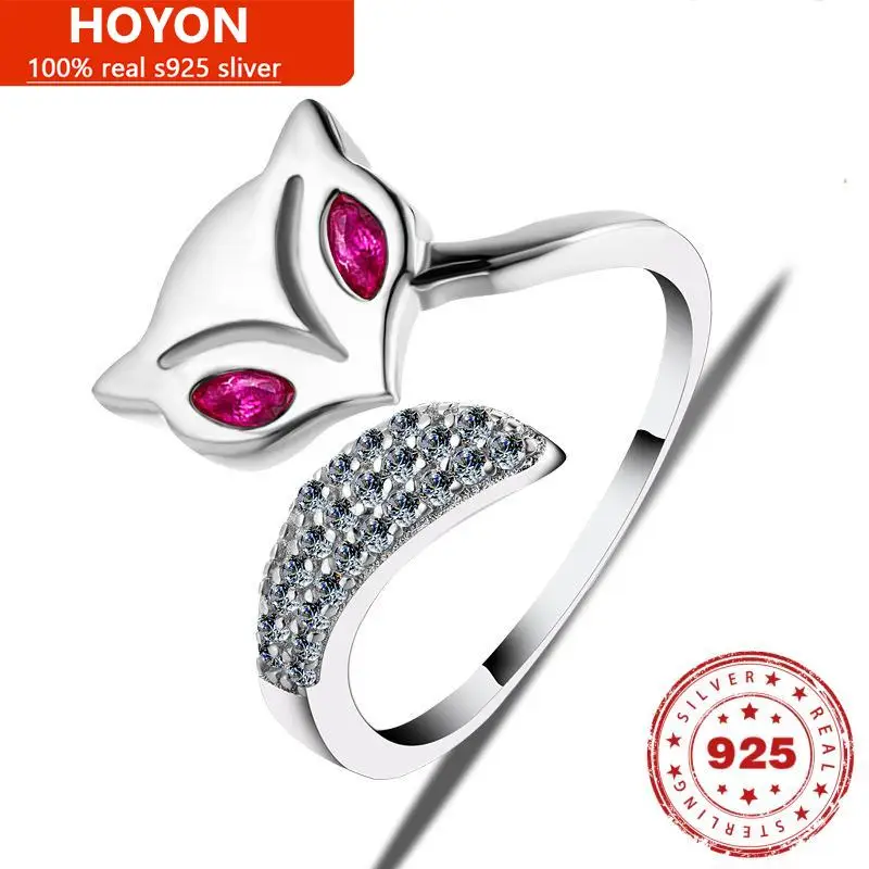 HOYON genuine s925 silver ring for women ladies for fox shape ring ...