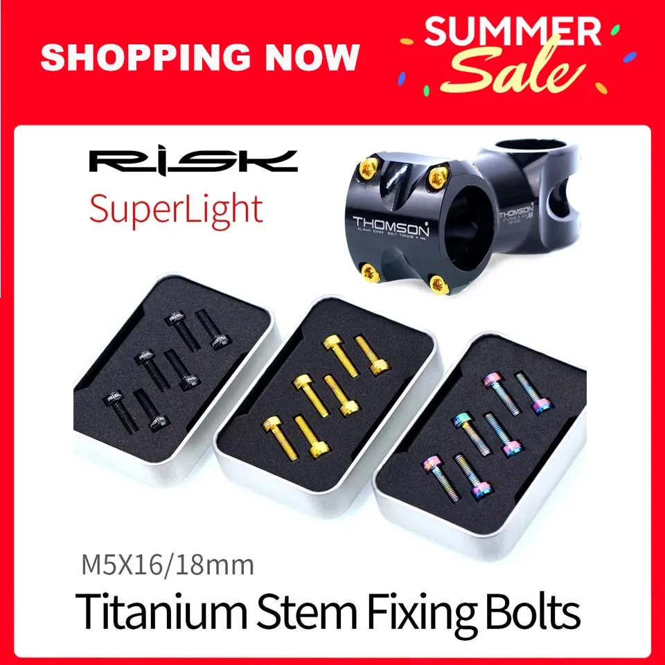 RISK-6PCS-M5x16mm-M5x18mm-Bike-Stem-Screws-Bolt-Titanium-Alloy-MTB ...