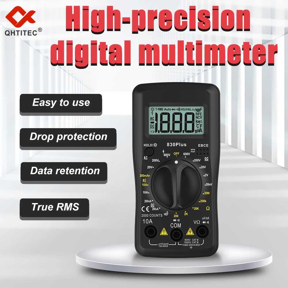 QHTITEC-Digital-Multimeter-AC-DC-Votage-Current-Automatic-Tester-2000 ...