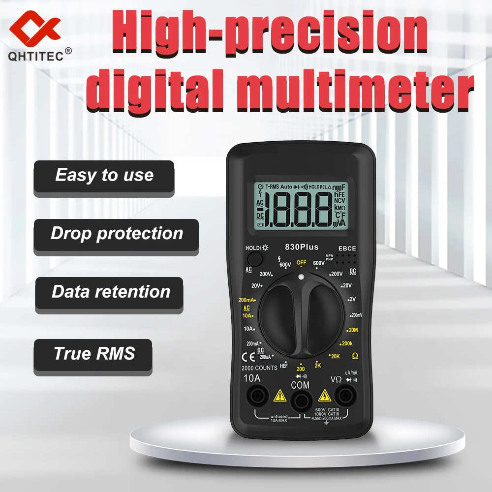 Qhtitec Digital Multimeter Ac/dc Votage Current Automatic Tester 2000 ...