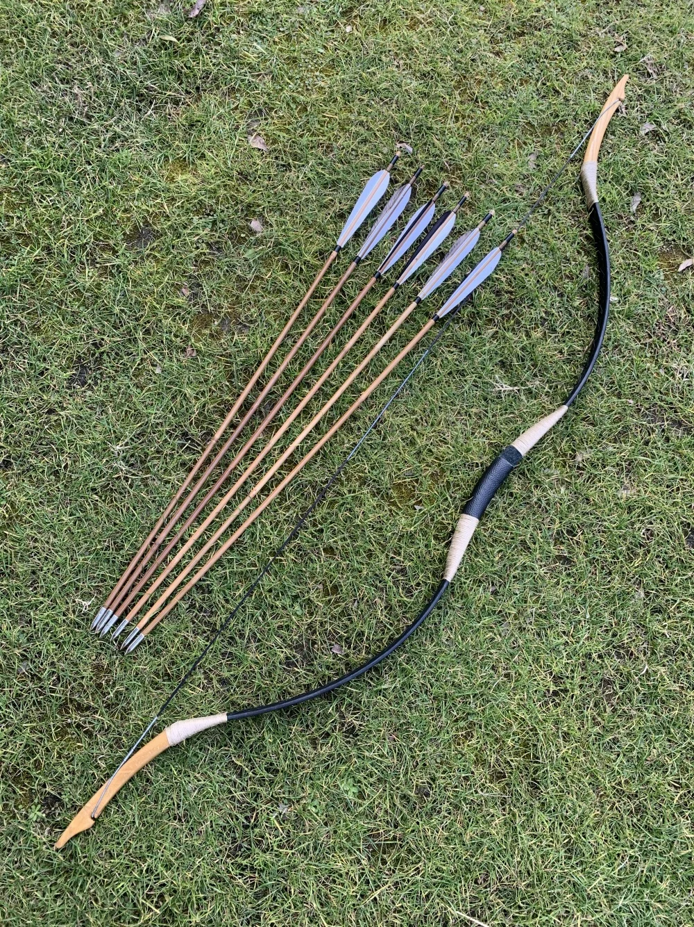 25-60Ibs-Black-Traditional-Bow-Handmade-Recurve-Bow-With-6-Bamboo ...