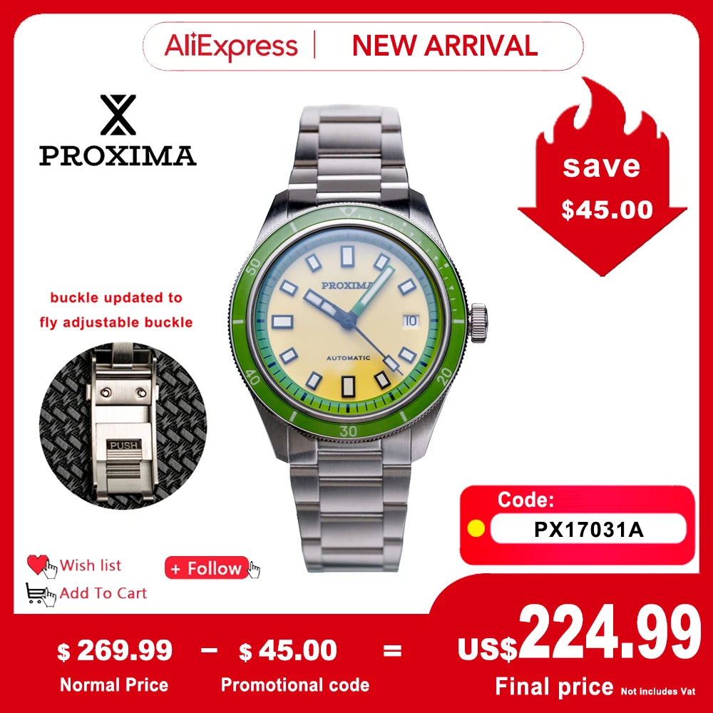 2024-Proxima-PX1703-1A-New-39mm-Men-s-Mechanical-Watches-Avocado-Dial ...